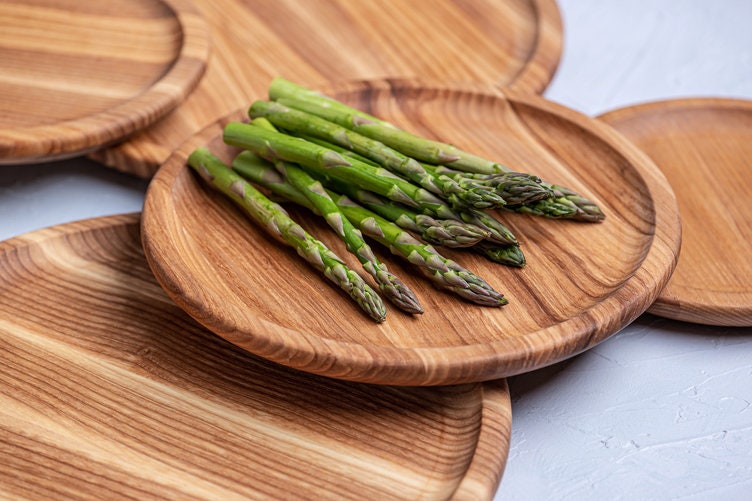 Ash Wooden Plate Round Dish for Dinner Serving Platter Set | Etsy