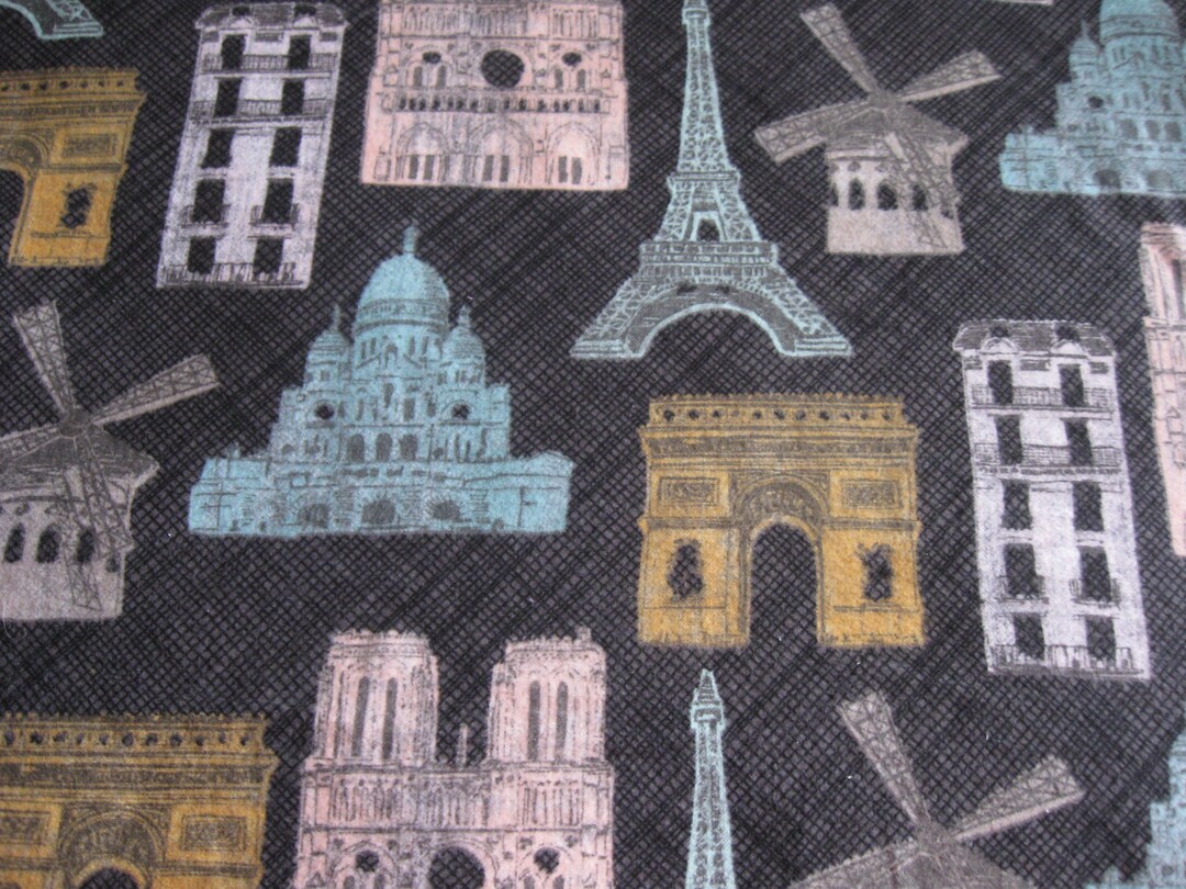 Flannel Fabric Paris Monuments. 100% Cotton. New, Not Washed. Sold by ...