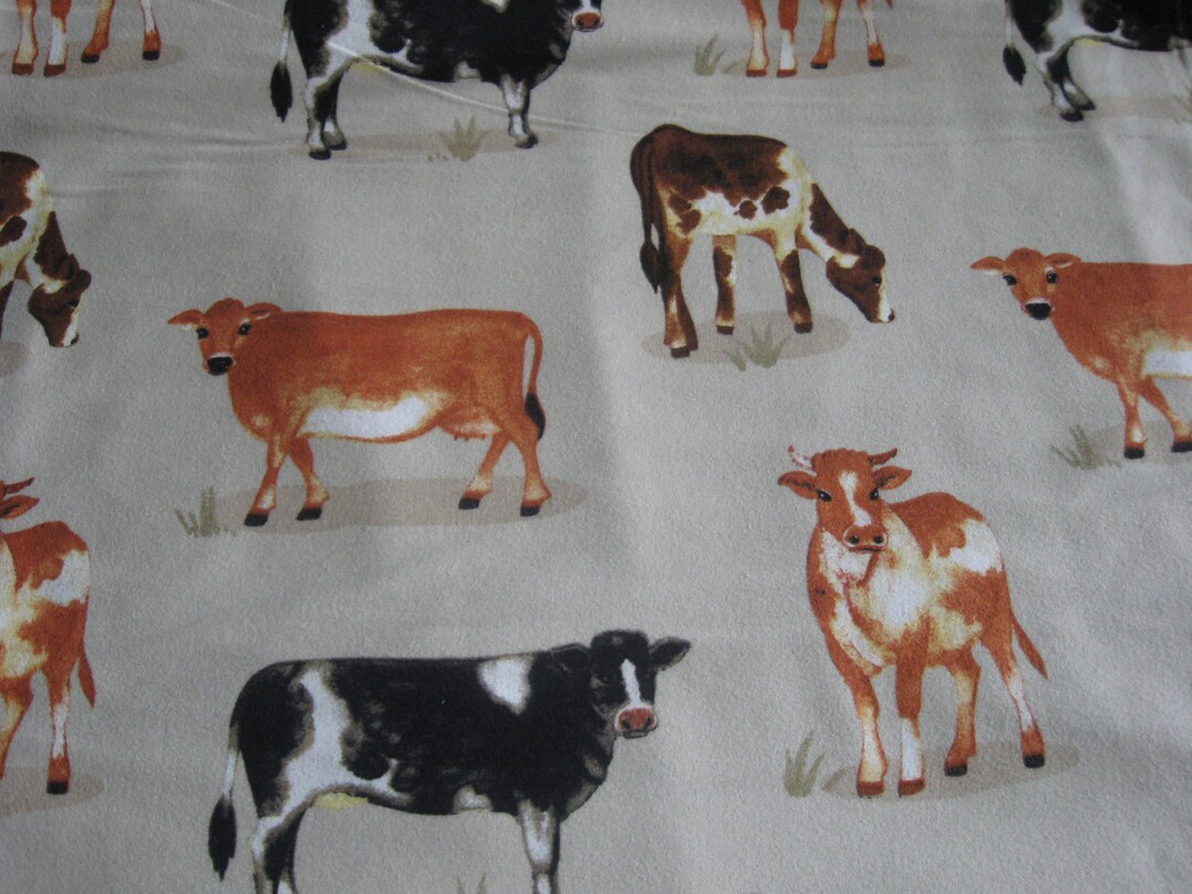 Flannel Fabric Cows Farm Animals. Realistic. 100% Cotton. - Etsy