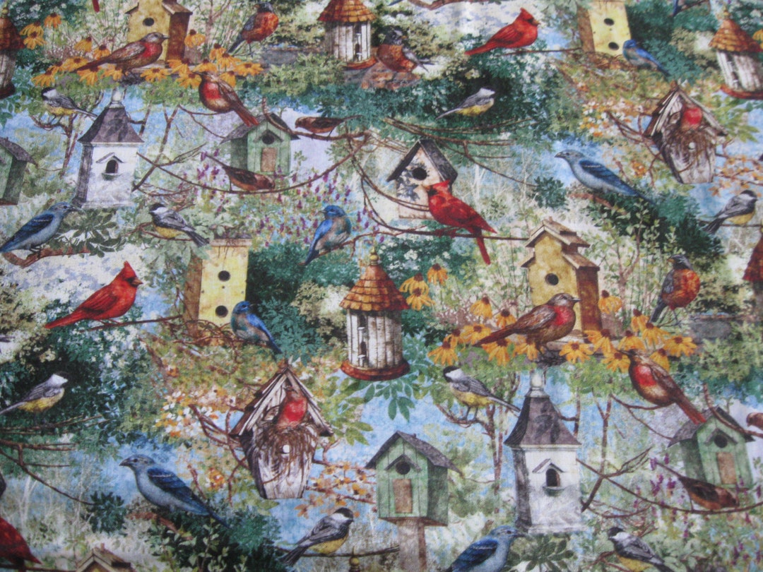 Modest Dwelling Bird Floral. 100% Cotton Fabric. New, Not Washed. Sold ...