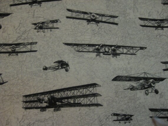 Flannel Fabric Airplanes Black Biplanes 100% Cotton. Sold by - Etsy