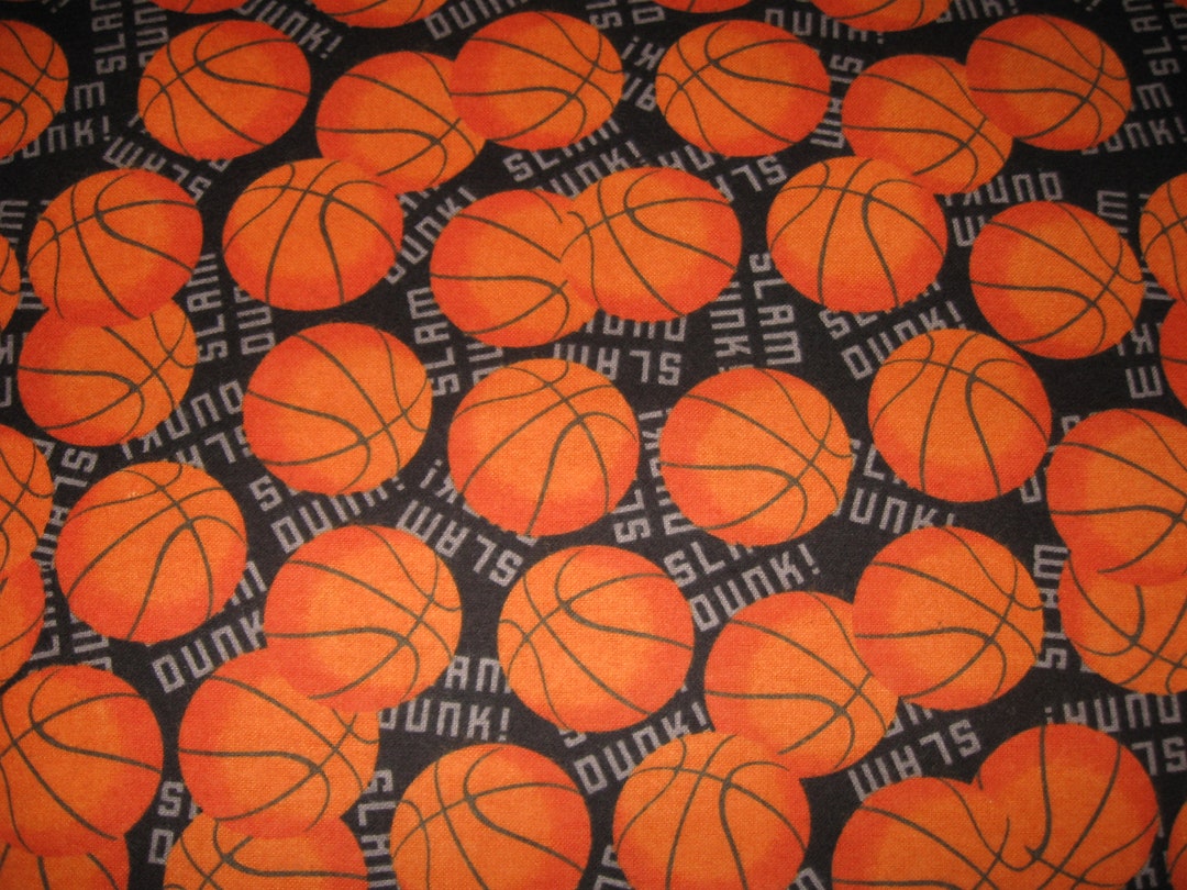 Flannel Fabric Basketballs Slam Dunk, 100% Cotton. Sports. New Not ...
