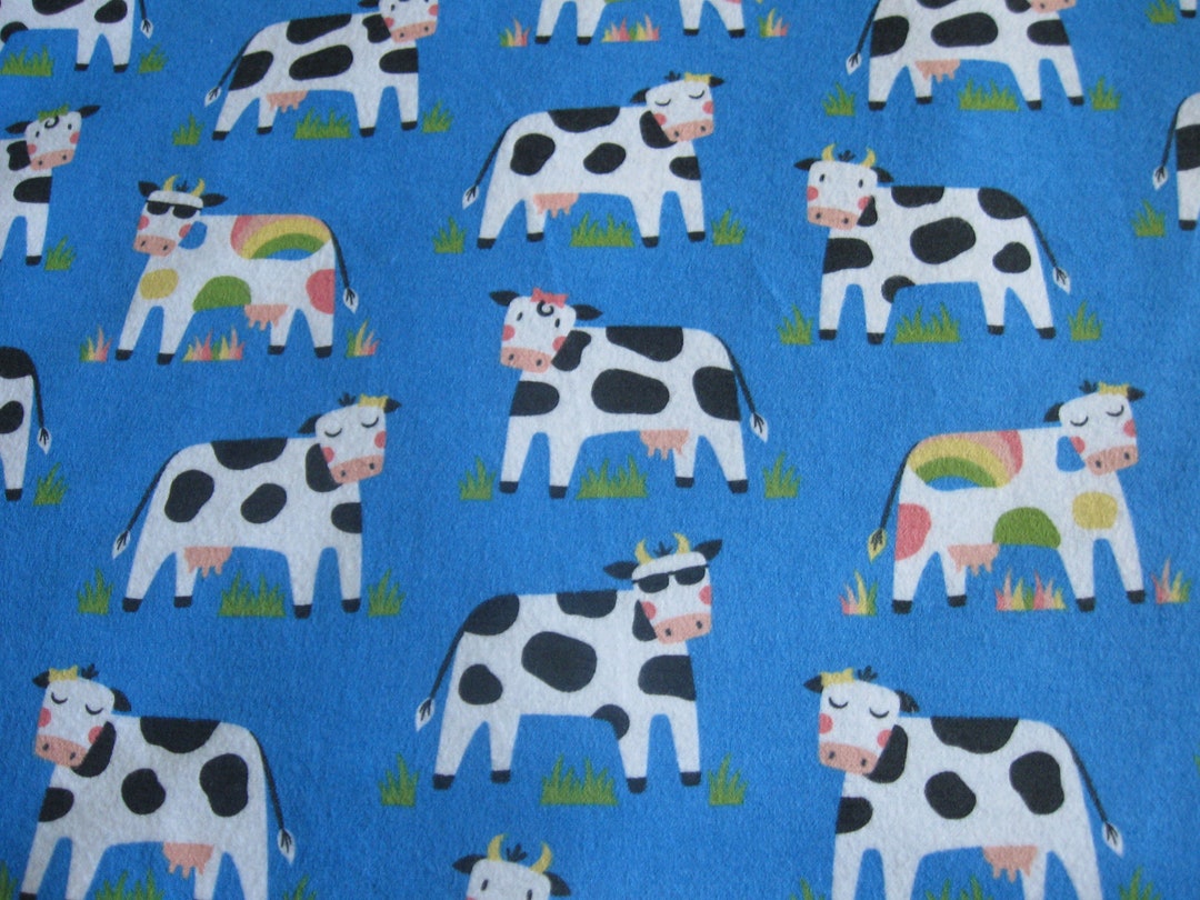 Flannel Fabric Cows, Farm Animals. Children. Realistic. 100% Cotton ...