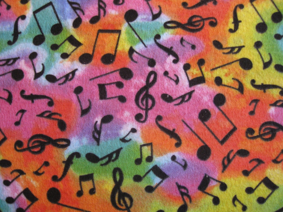 Flannel Fabric Music Notes, Tie Dye. 100% Cotton. Sold by the Yard, 43 ...