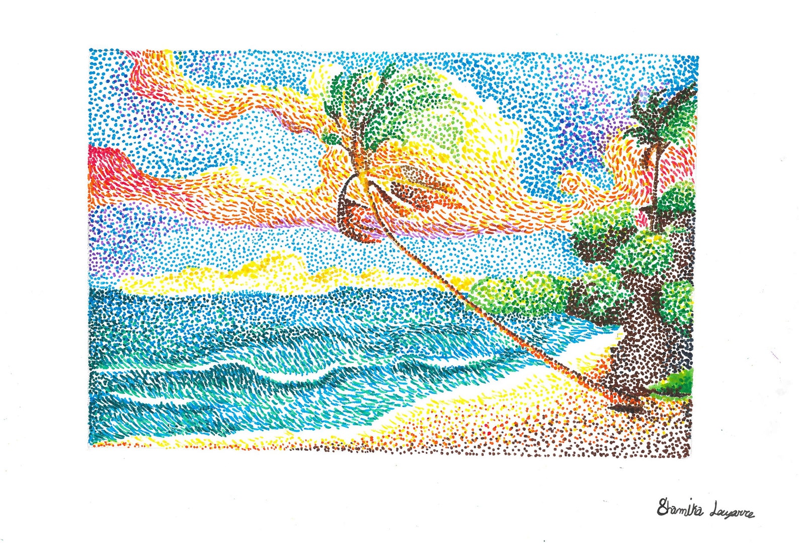Beach Pointillism - Etsy