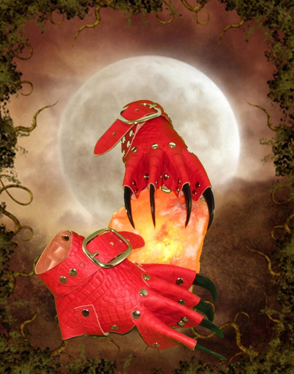 Red Scale Dragon Claw Gauntlets / Gloves With Black Claws - Etsy