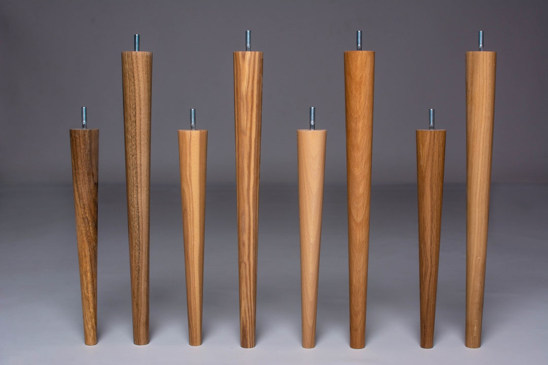 Round Wooden Furniture Legs Mid-century Style Set of 4 - Etsy