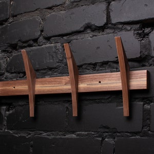 Wall Mounted Walnut Clothes Rack | Wall Coat Rack - Etsy