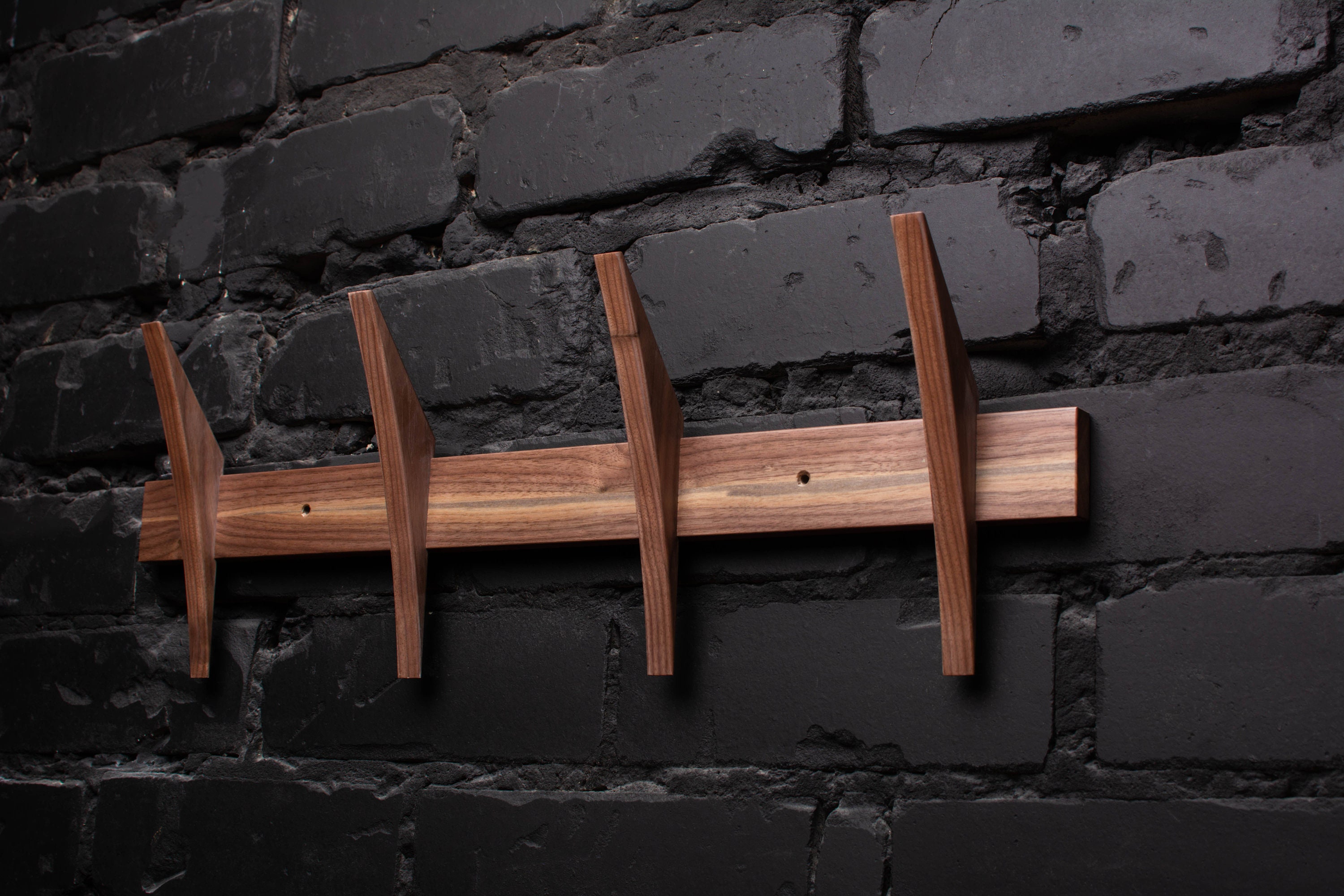 Wall Mounted Walnut Clothes Rack Wall Coat Rack - Etsy