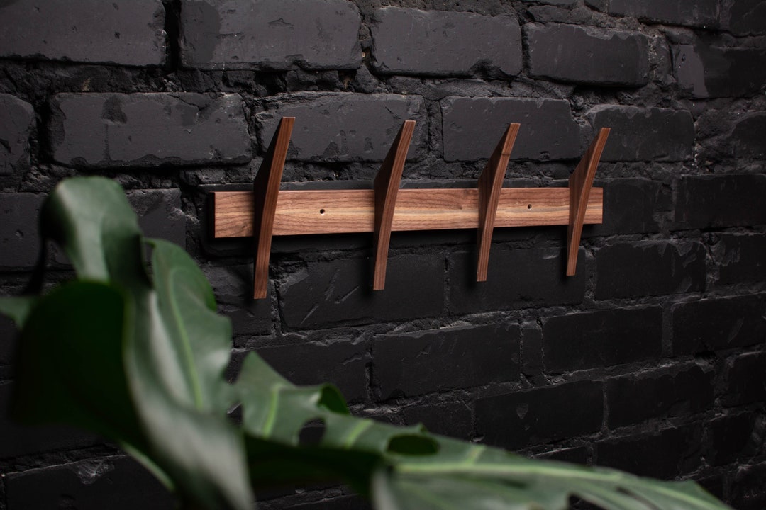 Wall Mounted Walnut Clothes Rack Wall Coat Rack - Etsy UK