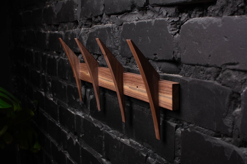 Wall Mounted Walnut Clothes Rack Wall Coat Rack - Etsy UK