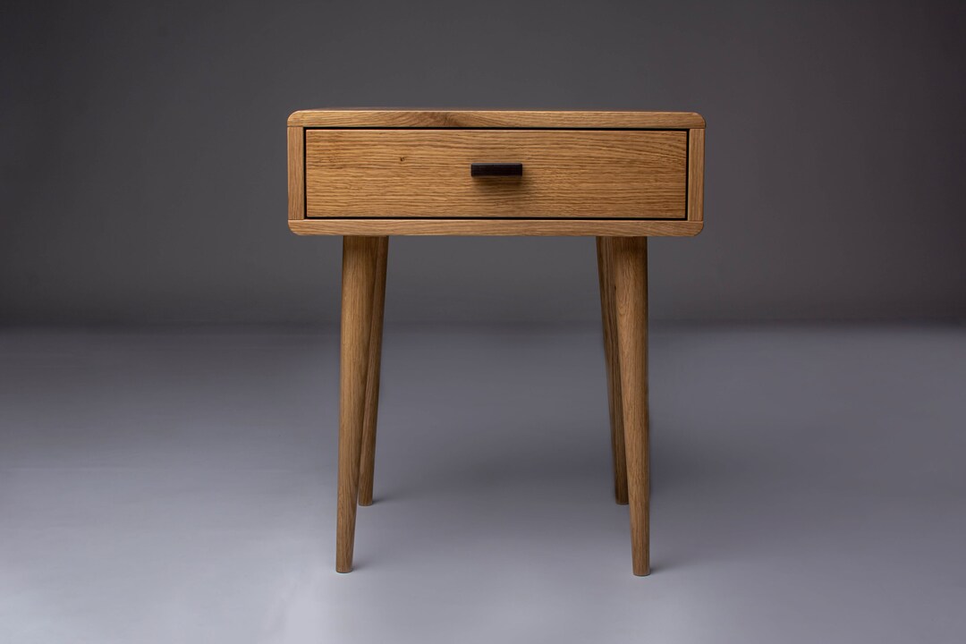 Handcrafted Mid-century Oak Nightstand: Modern Bedside Table - Etsy