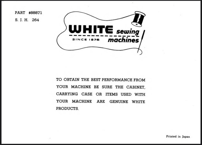 Digital Instructions Manual for White 764 Sewing Machine - Etsy