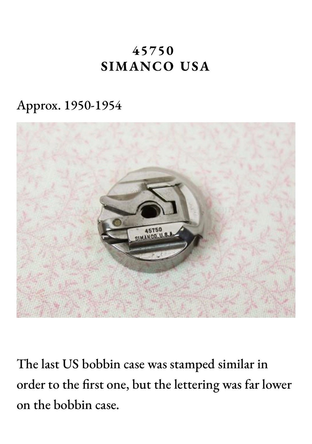 Original 45750 Simanco U.S.A Singer Featherweight/singer 301 Bobbin ...