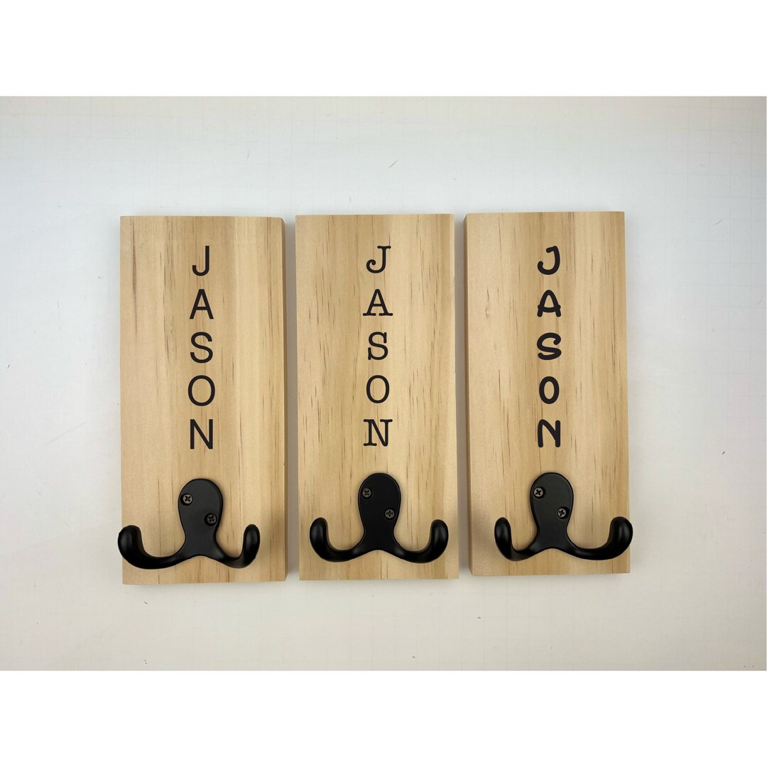 Personalized Engraved Wood Hook | Custom Towel and Coat Hanger | Kids ...