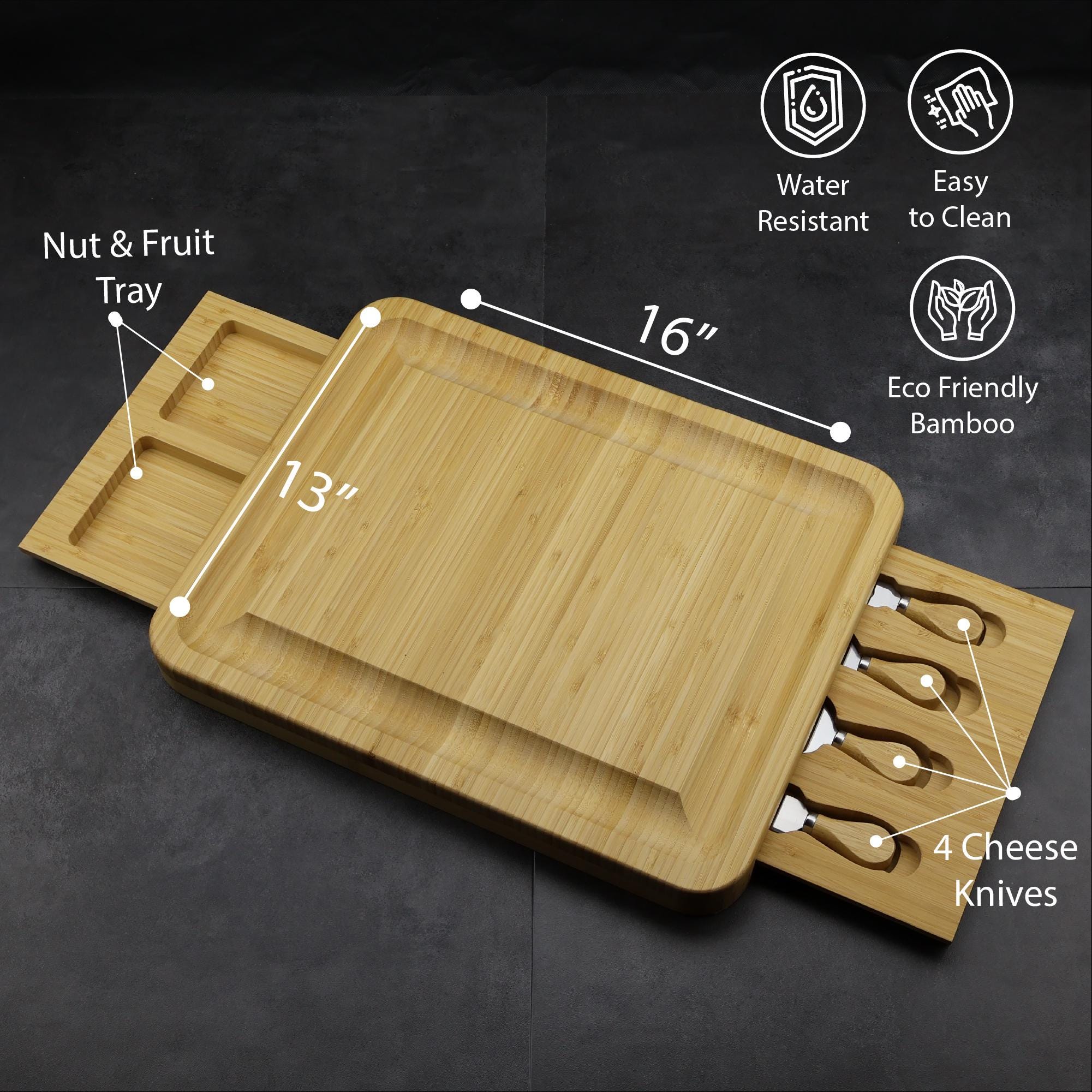 Personalized Bamboo Charcuterie Board Set With Cutlery Drawer and Snack ...