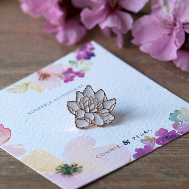 Lotus Pin Badge White Lotus Flower Brooch Flower Pin Lapel | Etsy