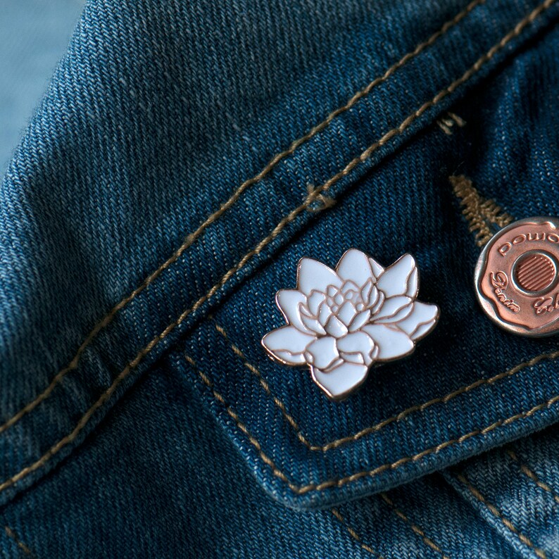 Lotus Pin Badge White Lotus Flower Brooch Flower Pin Lapel | Etsy