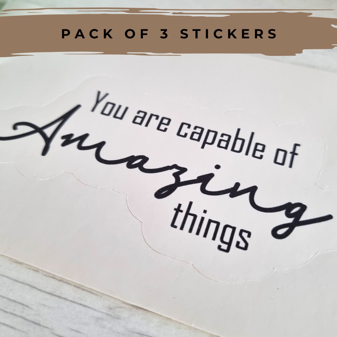 Inspirational Motivational Sticker Pack Set of 3 White and Black Paper ...