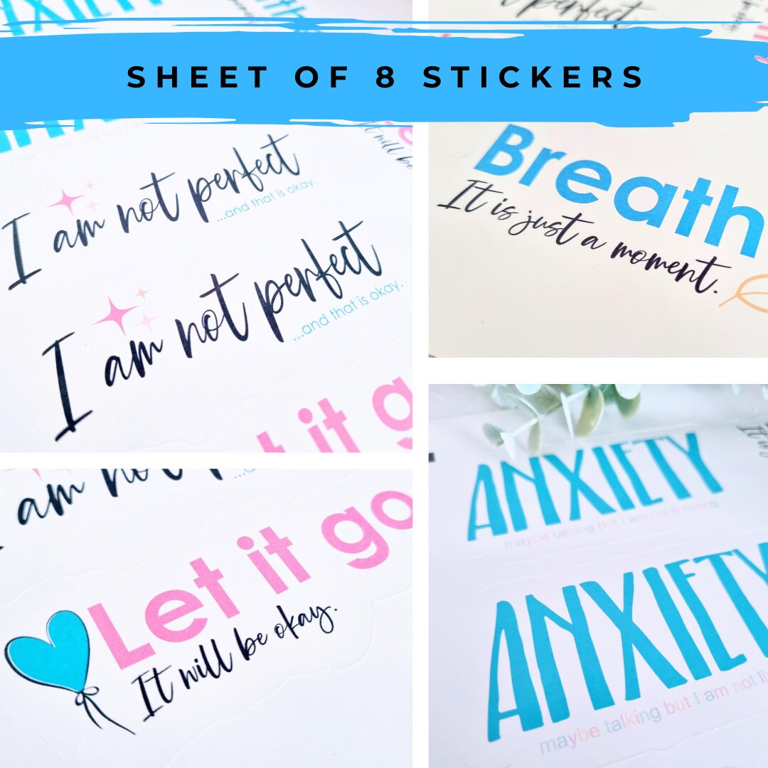 Mental Health Anxiety Stickers Easy Peel Sheet of Paper Stickers for ...