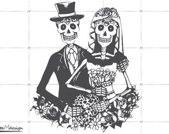 Skeleton Bride Groom Svg - Etsy