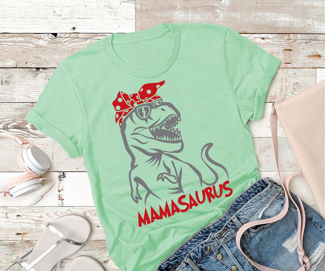 Mamasaurus Digital File Mamasaurus Svg T-rex with Bandana | Etsy