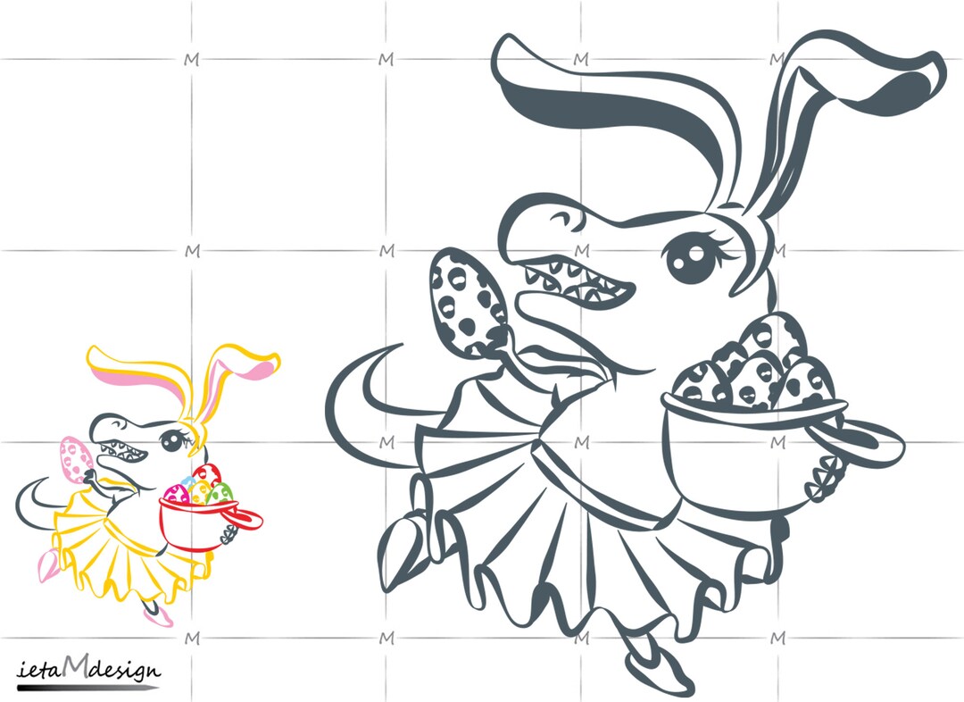 Funny T-rex Digital File, Funny T-rex Svg, T-rex With Skirt Svg, Bunny ...