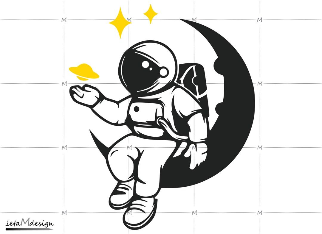 Astronaut on the Moon Digital File, Astronaut on the Moon Svg ...