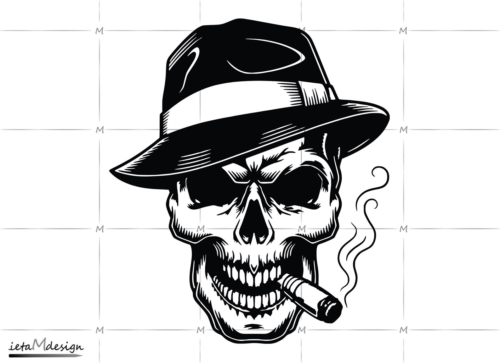 Gangster Sugar Skull Smoking Cigar Digital File Gangster - Etsy