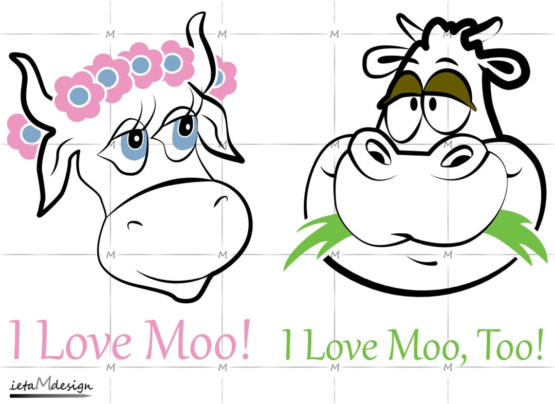 I Love Moo Digital File Cow Svg Love Svg Valentines Day - Etsy