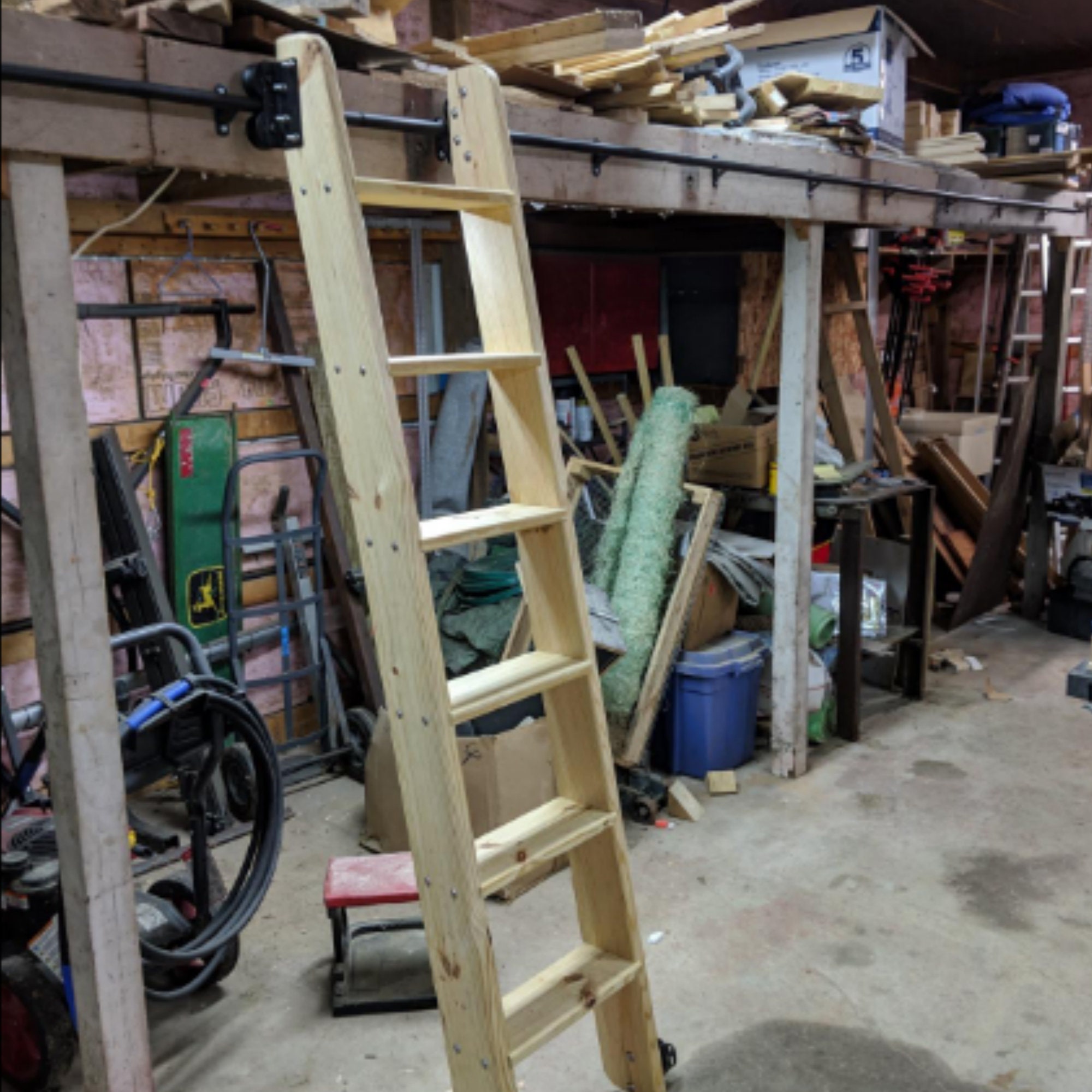 Natural Knotty Pine Wood Sliding Library Sliding Step Ladder - Etsy Canada