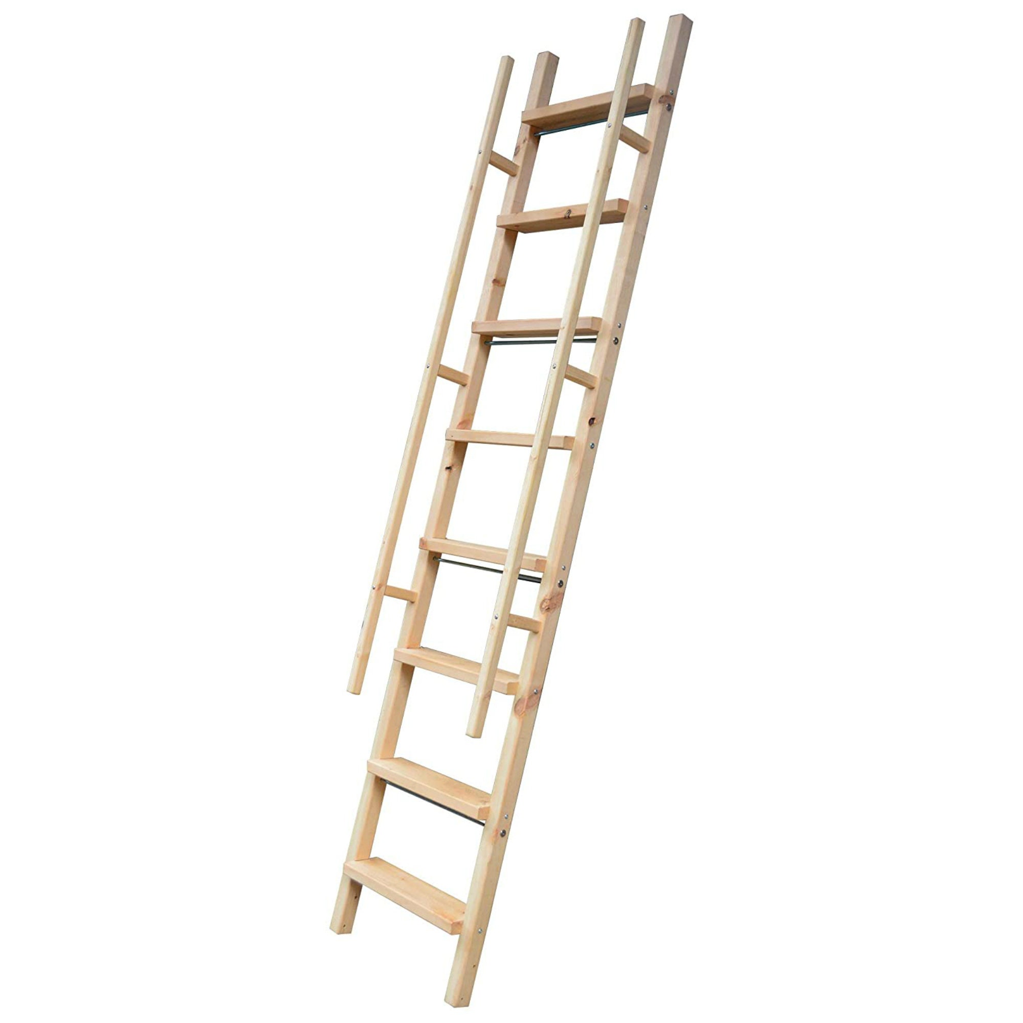 Natural Knotty Pine Wood Sliding Library Sliding Step Ladder - Etsy Canada