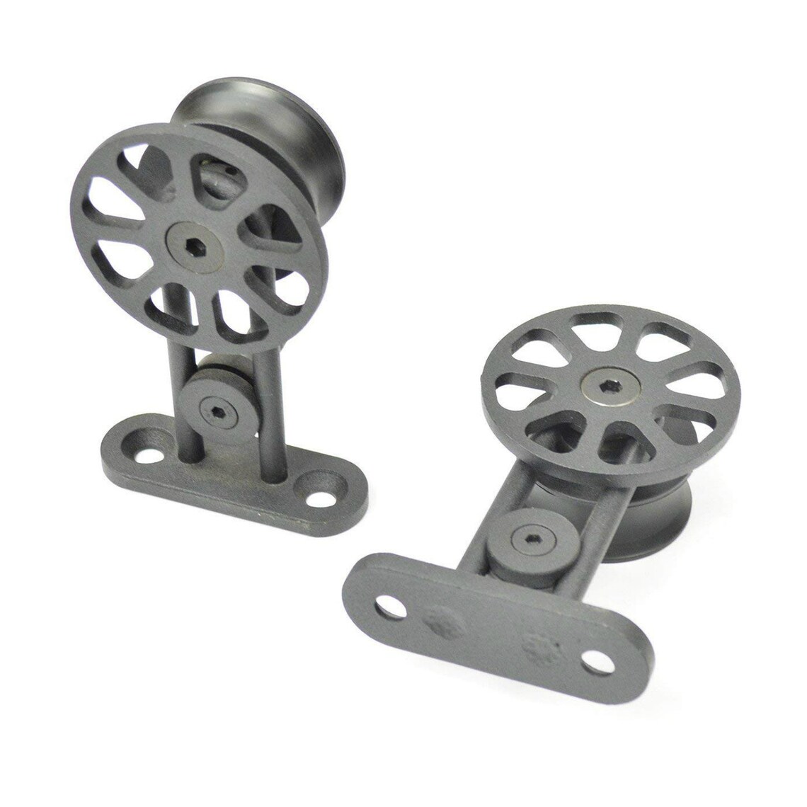 Black spoke wheel top mounted steel rolling sliding barn wood | Etsy