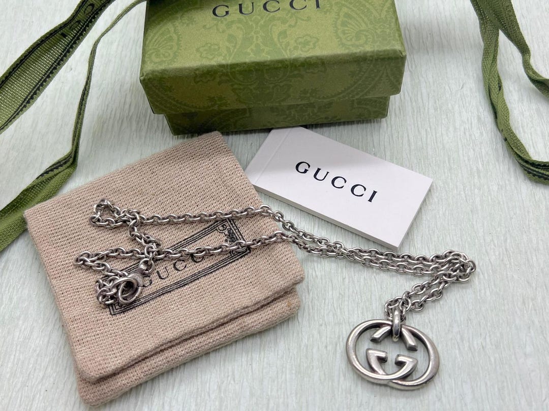 Gucci Silver Necklace - Monogram- 100% Original - Etsy