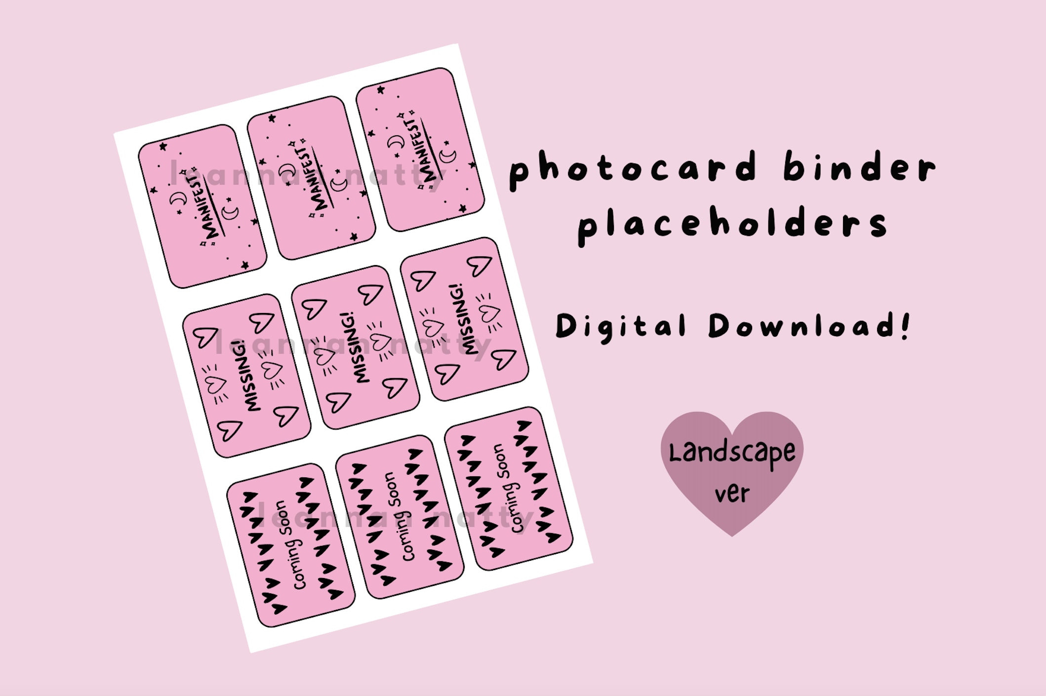 Kpop Photocard Binder Placeholders / Filler Black Pink landscape Ver Digital Download - Etsy