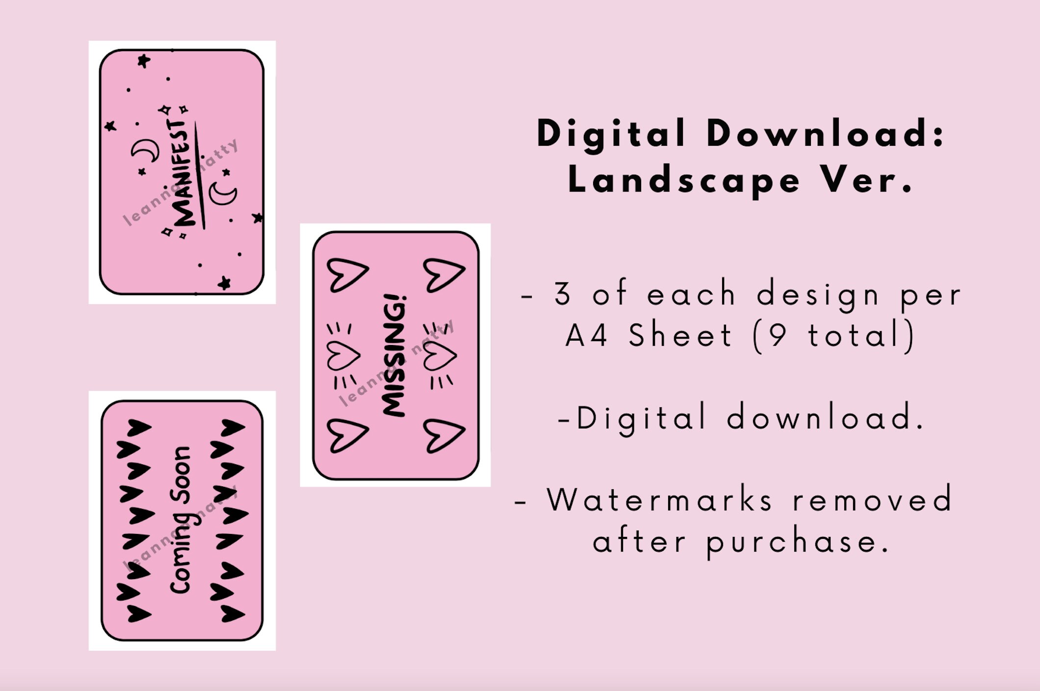 Kpop Photocard Binder Placeholders / Filler Black Pink landscape Ver Digital Download - Etsy