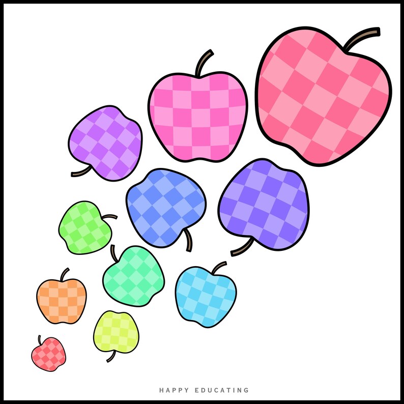 Set of 45 Checkered Apple Clipart PNG Images Digital Download ...
