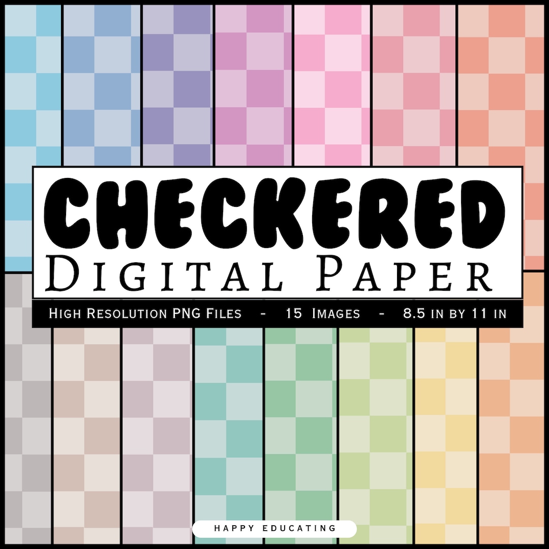 15 Muted Pastel Checkered Digital Paper, Check Digital Paper, Retro ...