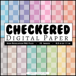 15 Muted Pastel Checkered Digital Paper, Check Digital Paper, Retro ...