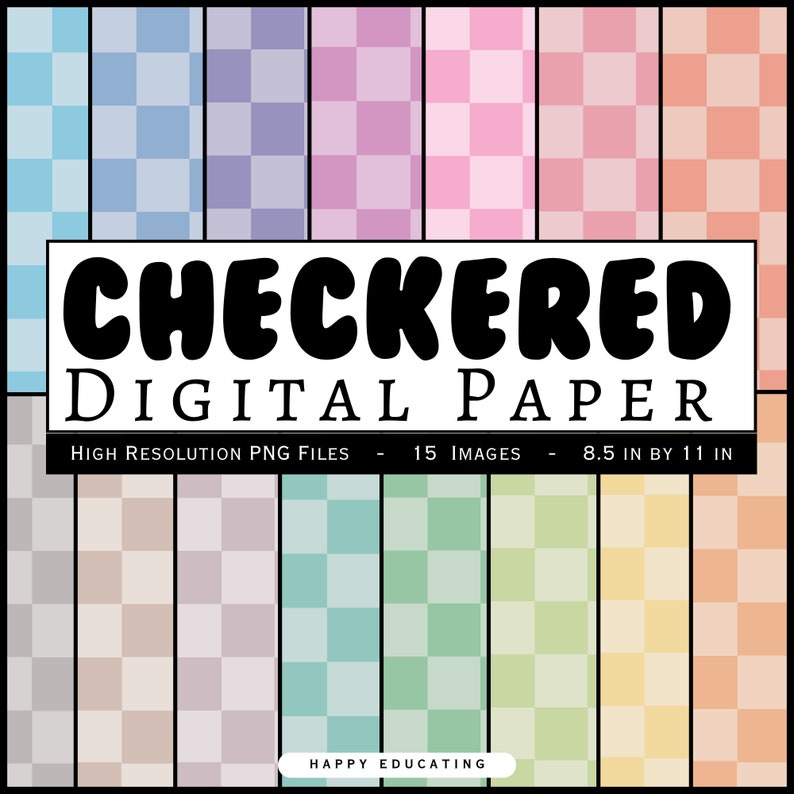 15 Muted Pastel Checkered Digital Paper, Check Digital Paper, Retro ...