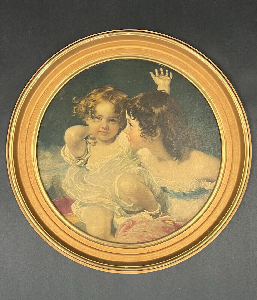 Vintage Lawrence Calmady Children Reproduction Circular Frame 26 ...