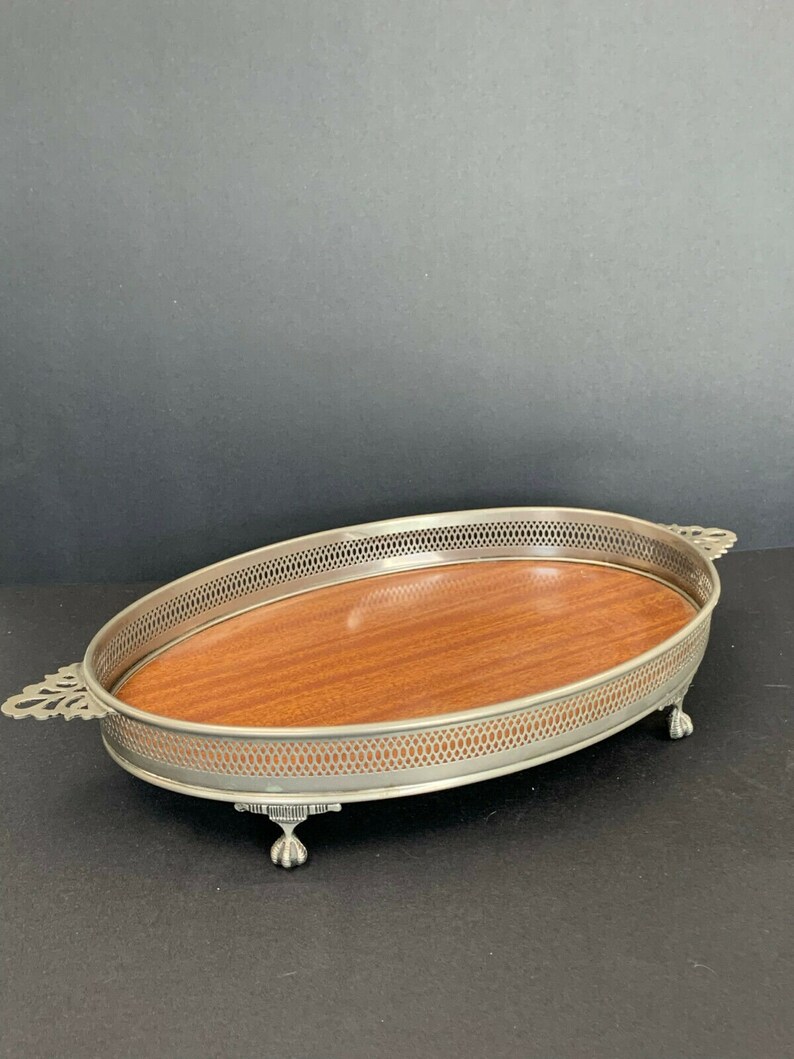 Antique Claw Foot Metal and Wood Oval Shaped Tray 18 X - Etsy