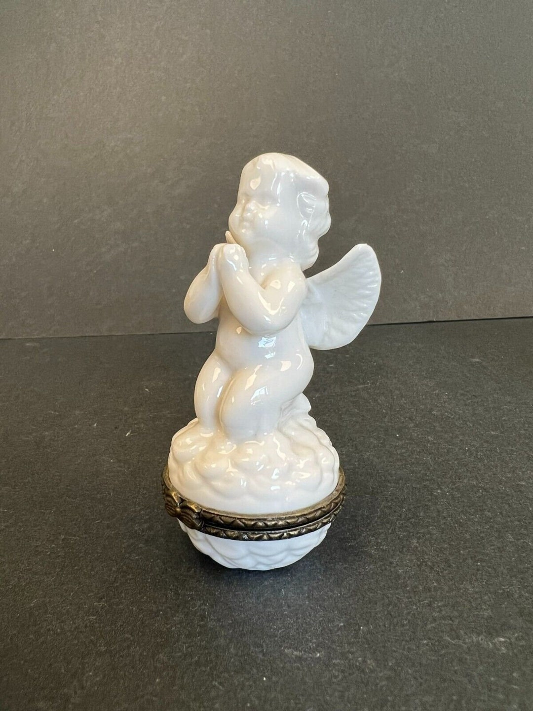 White Porcelain Cherub Angel Pill Box, Ring Box 3.5" Tall - Etsy