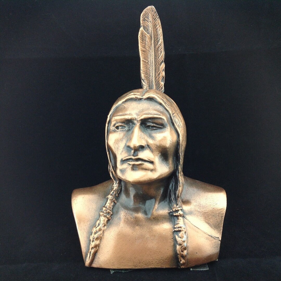 Sebastian Miniature Sml-093i Shawmut Indian - Large Painted Bronze Bank ...