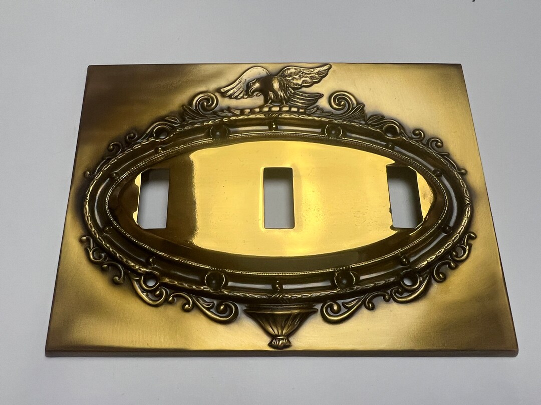 Brasssmith House SP-3B Federal Mirror Eagle Triple Switch Plate Cover ...