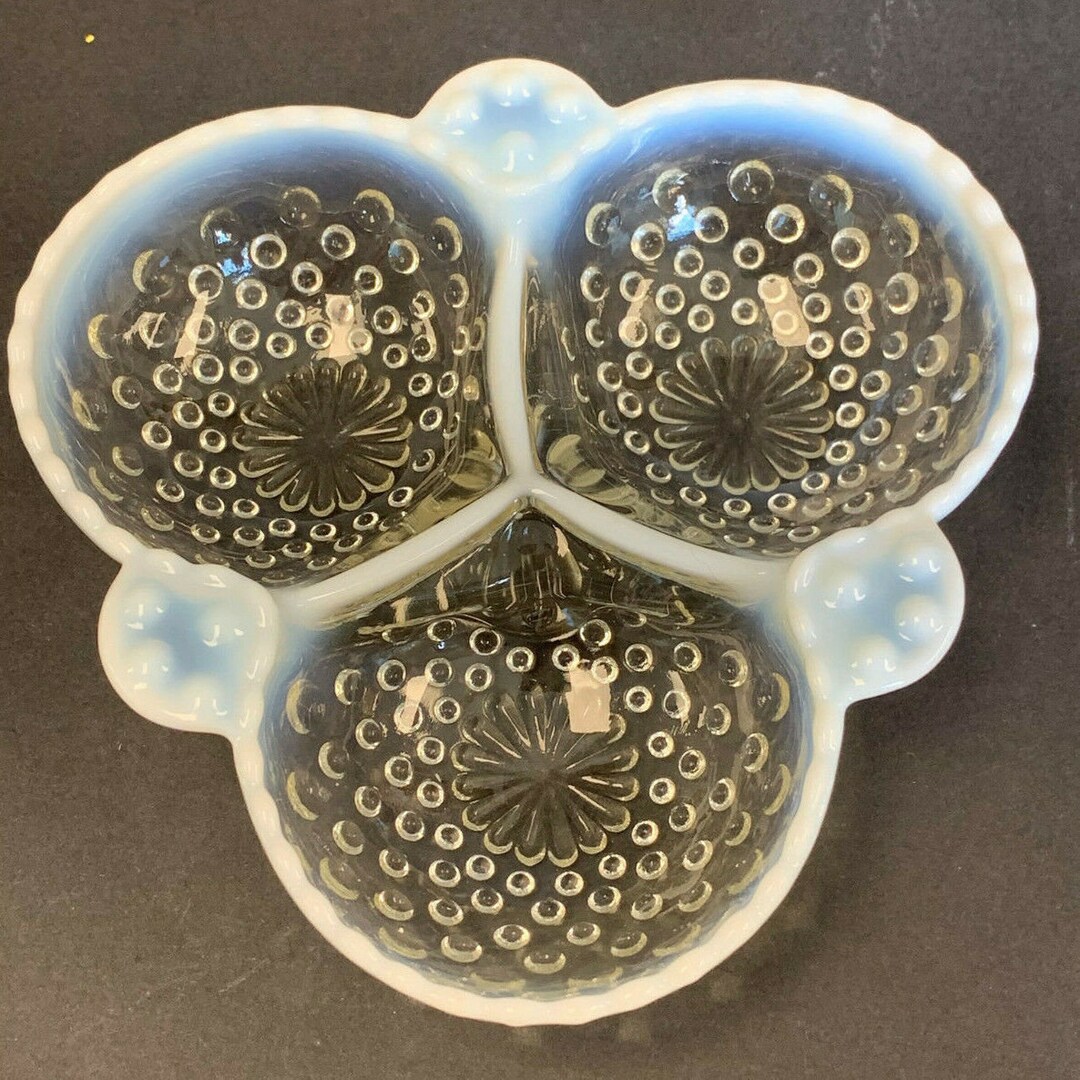 Fenton Moonstone Hobnail Divided 3 Section Dish 6.5 Wide - Etsy
