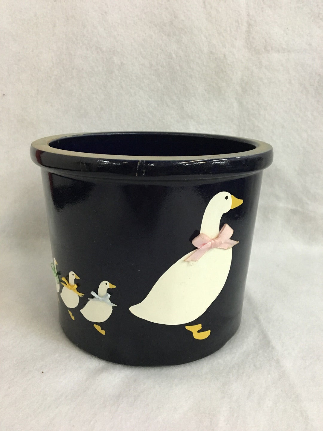Concord Hand Designs Blue Country Goose Family Crock Planter - Etsy