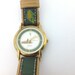 Quintel Gold Tone Round Green Face Fishing Wrist Watch With Canvas Band ...