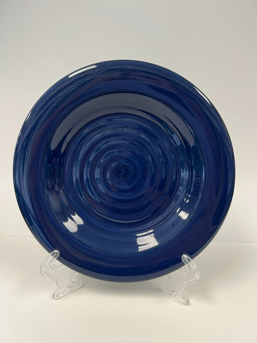 GIBSON Elite Hand Painted Navy Blue Plate Dish 9.5 - Etsy