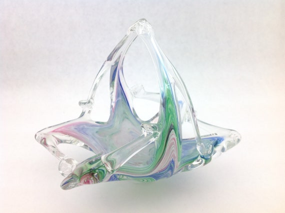 Murano Glassware Crystal Clear Italy Multi-Color Blue Green | Etsy